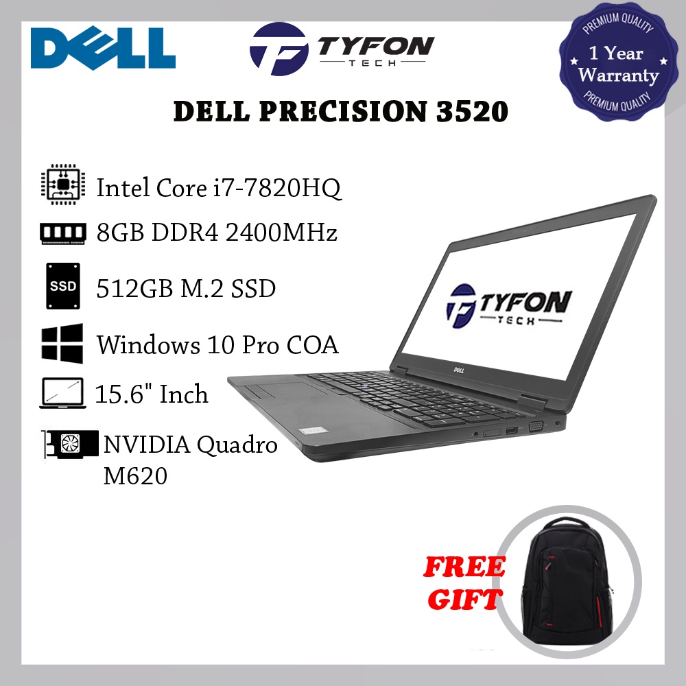 Dell Precision 3520 i7-7820HQ 16GB DDR4 RAM 512GB SSD Nvidia Quadro ...