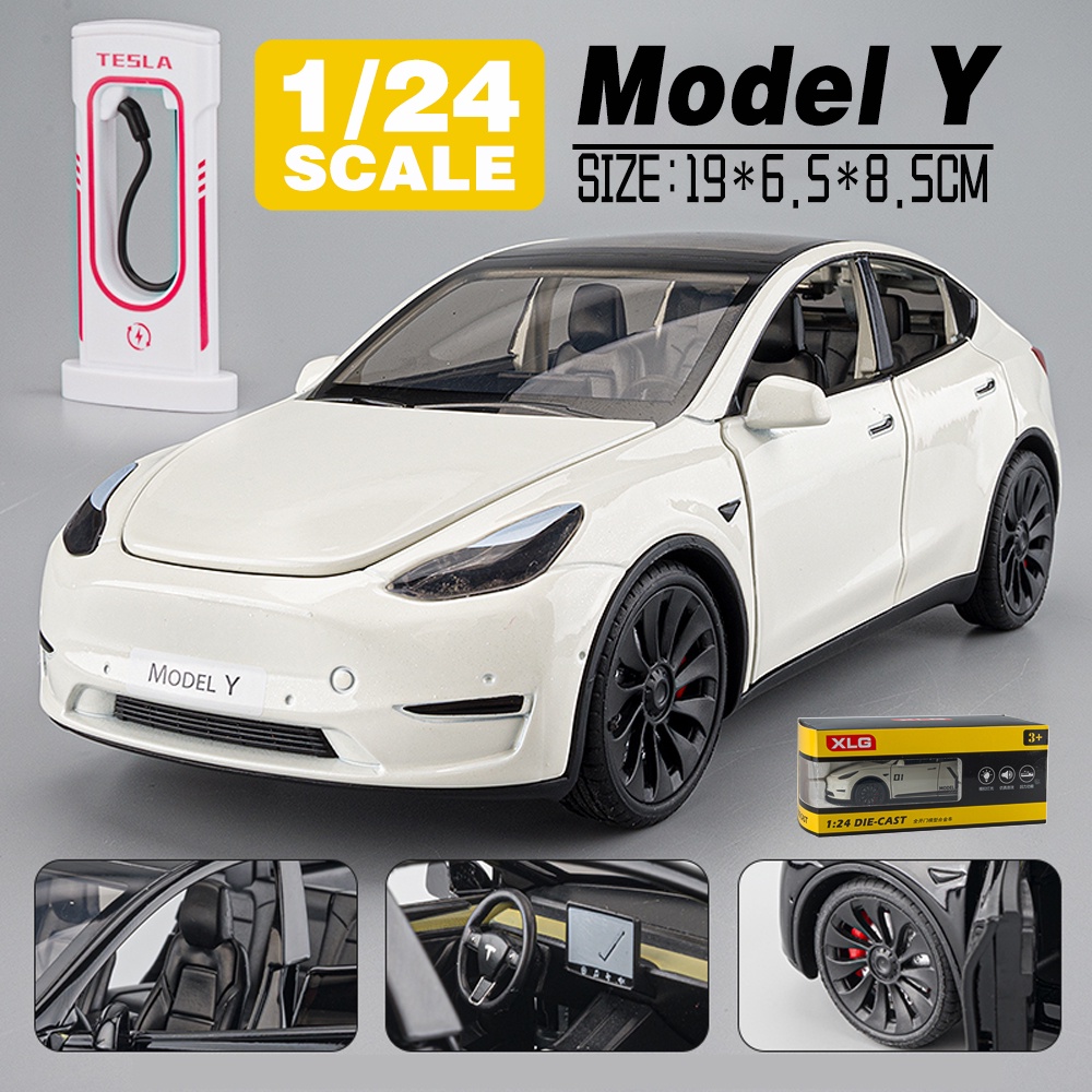 KLT Scale 1:24 Tesla Model Y Metal Alloy Toys Car Model Diecast Vehicle ...