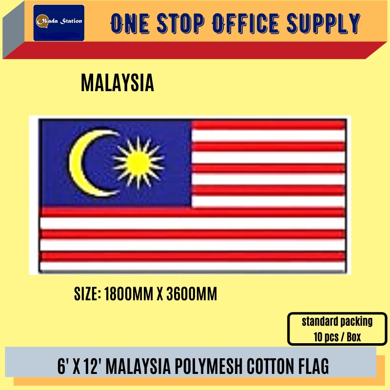 Large Malaysia Polymesh Cotton Flag 12' X 6' (3600MM X 1800MM ...
