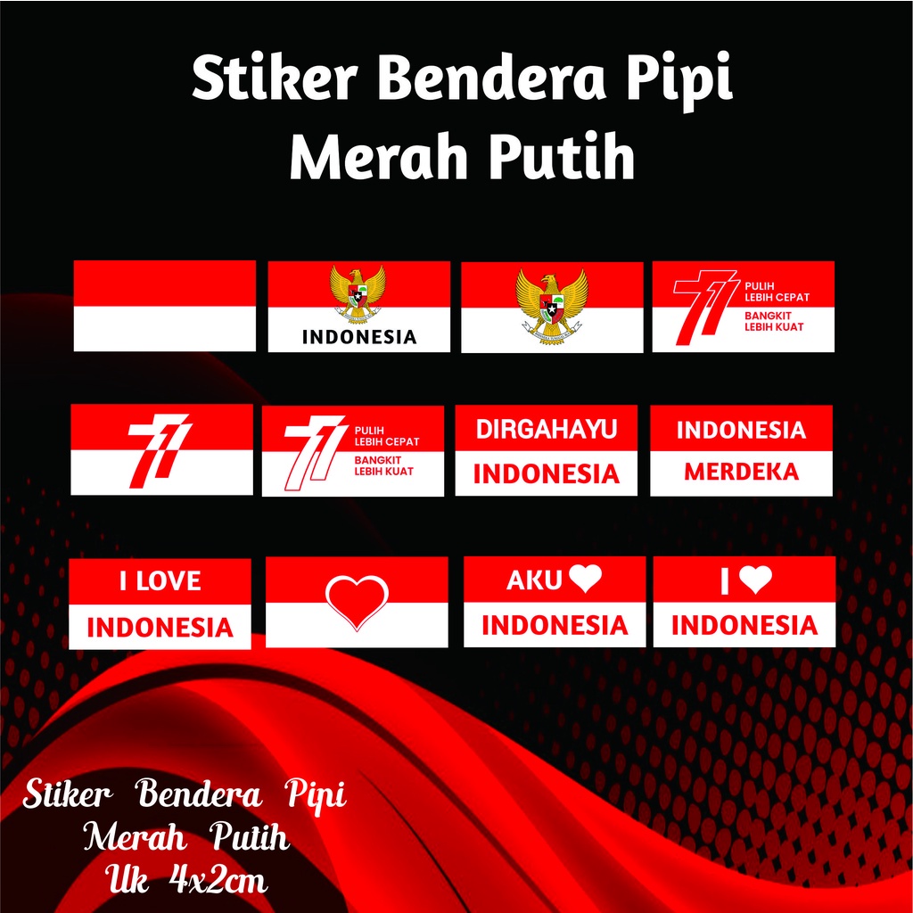 MERAH PUTIH Red And White Flag Cheek Sticker/Independence Sticker ...