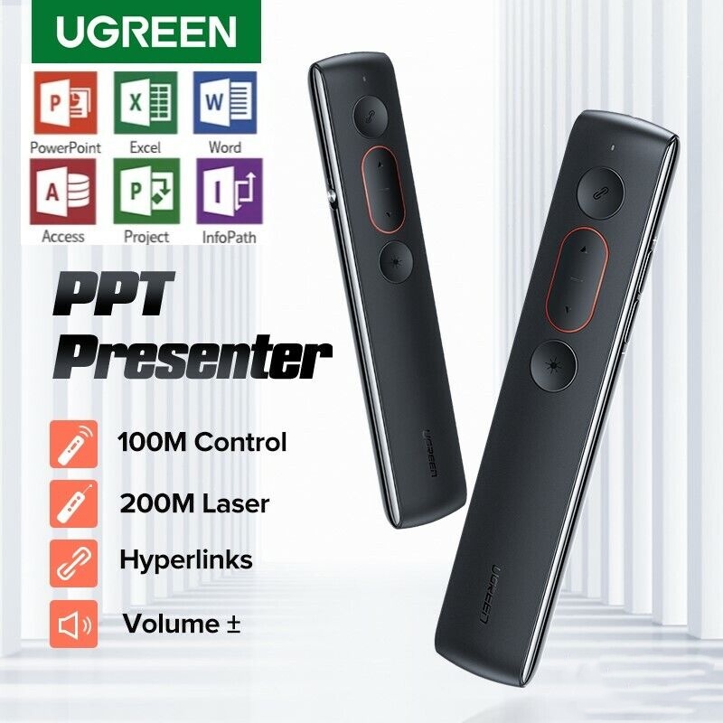 Ugreen Wireless Presenter 2.4GHz Usb Laser Pointer Remote Control Pointer PPT Projector Page ...