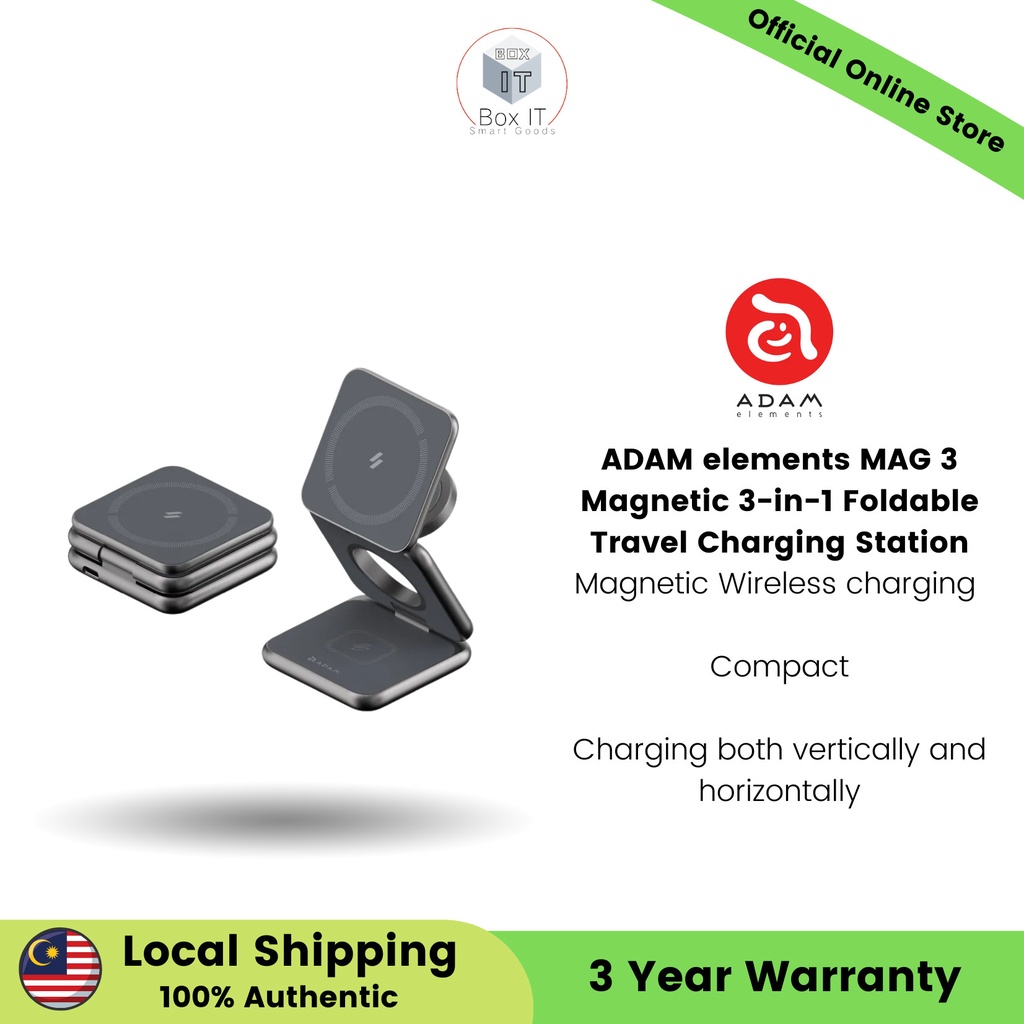 ADAM elements MAG 3 Magnetic 3-in-1 Foldable Travel Charging Station ...