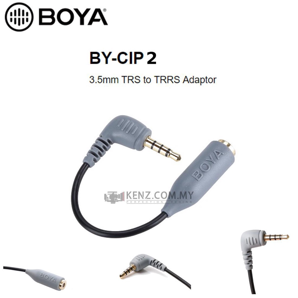 BOYA BY-CIP2 3.5mm TRS Female to TRRS Male Microphone Adapter Cable for Smartphones (2.4 ...