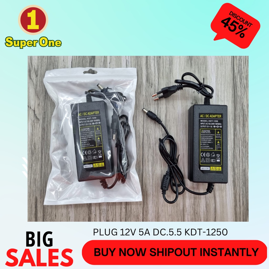 Universal 2 Pin PC Adapter Plug 12V 5A DC 5.5mm KDT-1250 [Item price is ...