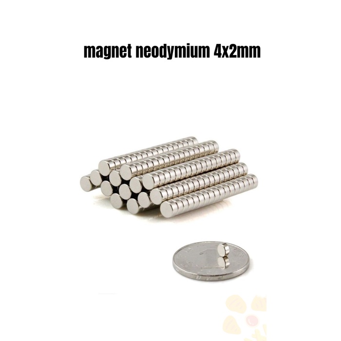 Round Neodymium Magnet 4x2 mm 4x2mm 4 x 2 mm 4mm x 2mm 4*2 mm 4*2mm ...