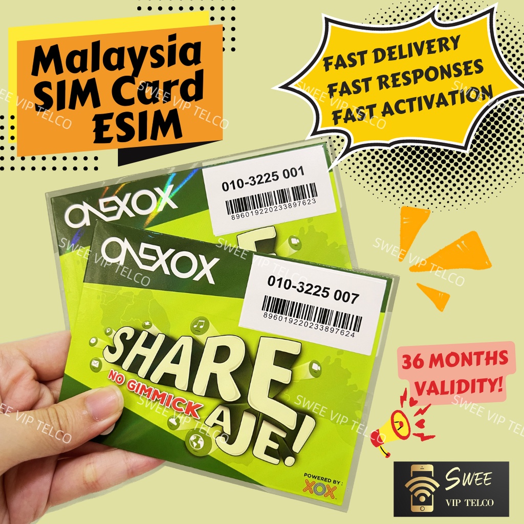 OneXOX Malaysia Simcard ESim 4G 36months validity | Shopee Malaysia