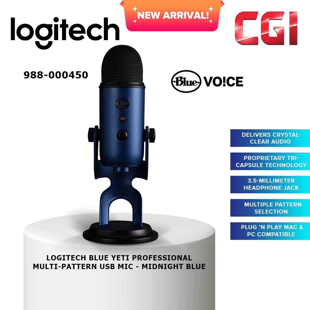 Logitech Blue Yeti Professional Multi-Pattern USB Microphone for ...
