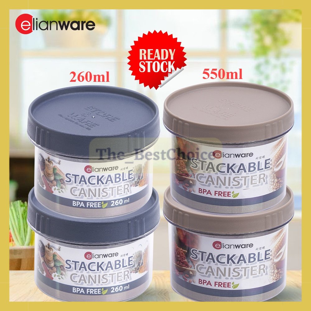 Elianware BPA Free Stackable Canister Storage Tupperware (260ml ...