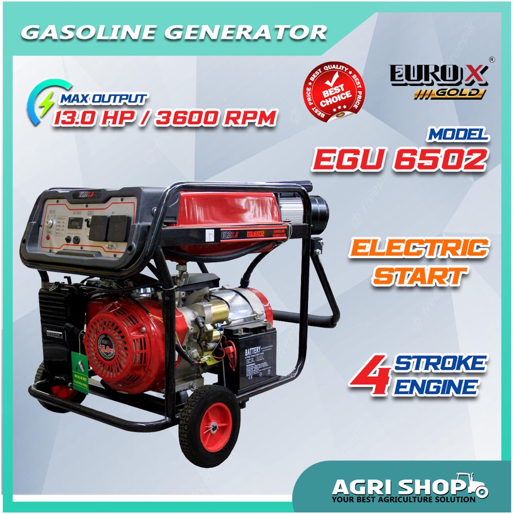 Agrishop EuroX Electric Start Gasoline Generator EGU 6502 Heavy Duty | Shopee Malaysia