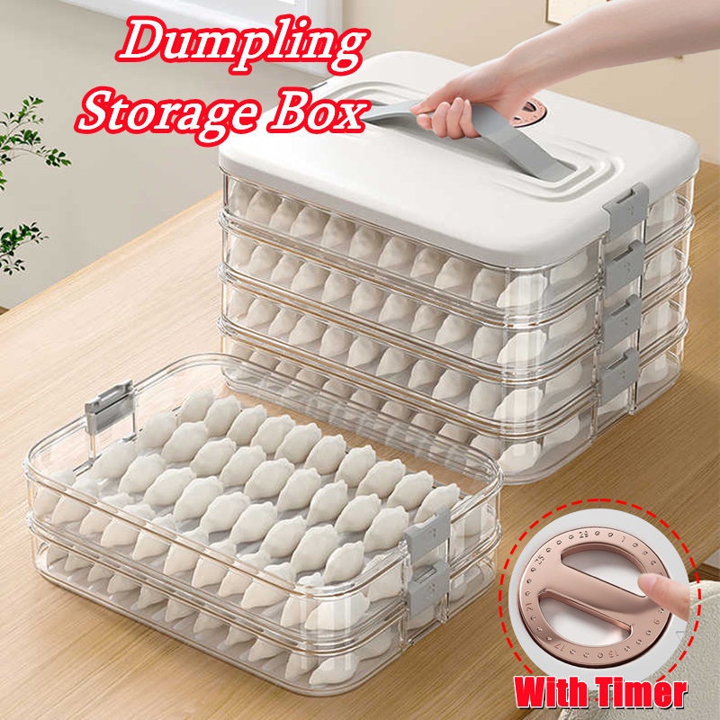 🔥Free Shipping🔥Multi-layer Dumpling Storage Box With Timer Refrigerator ...