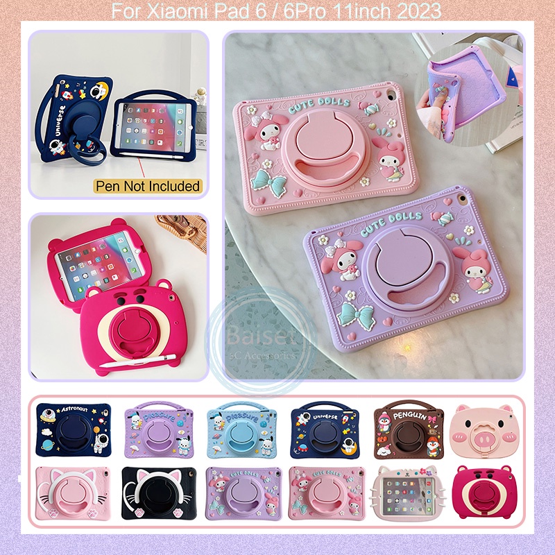 For Xiaomi Pad 6 Mi Pad 6Pro 11inch 2023 Soft Silicone Case 360° Rotation Foldable Stand Cover ...