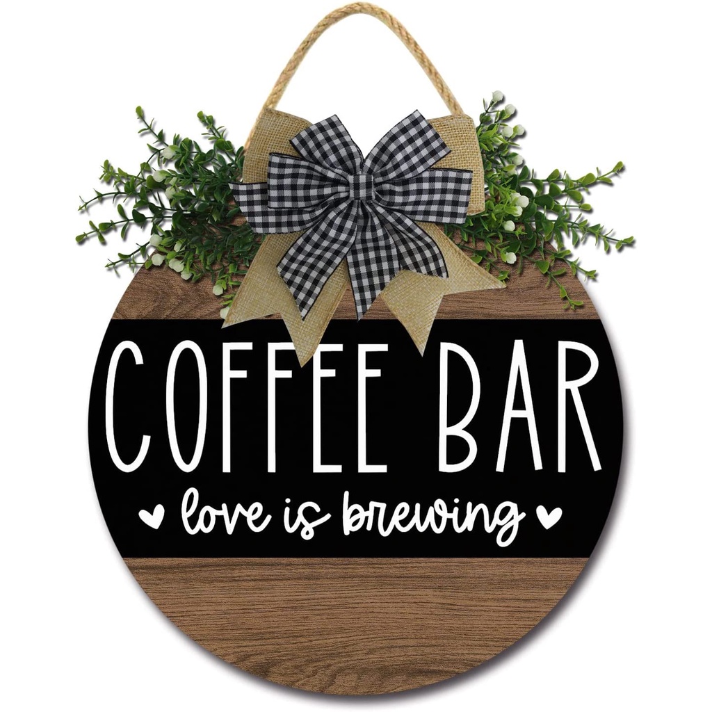 Coffee Bar Signs Docer with Wreaths and Bow Coffee Wall Art 12 X 12 ...