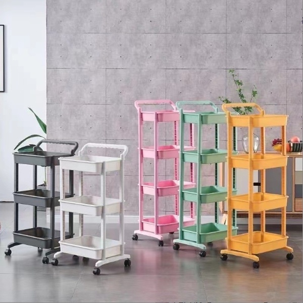 A#200 Multifunctional Plastic Trolley Storage Rack with Handle Rak ...