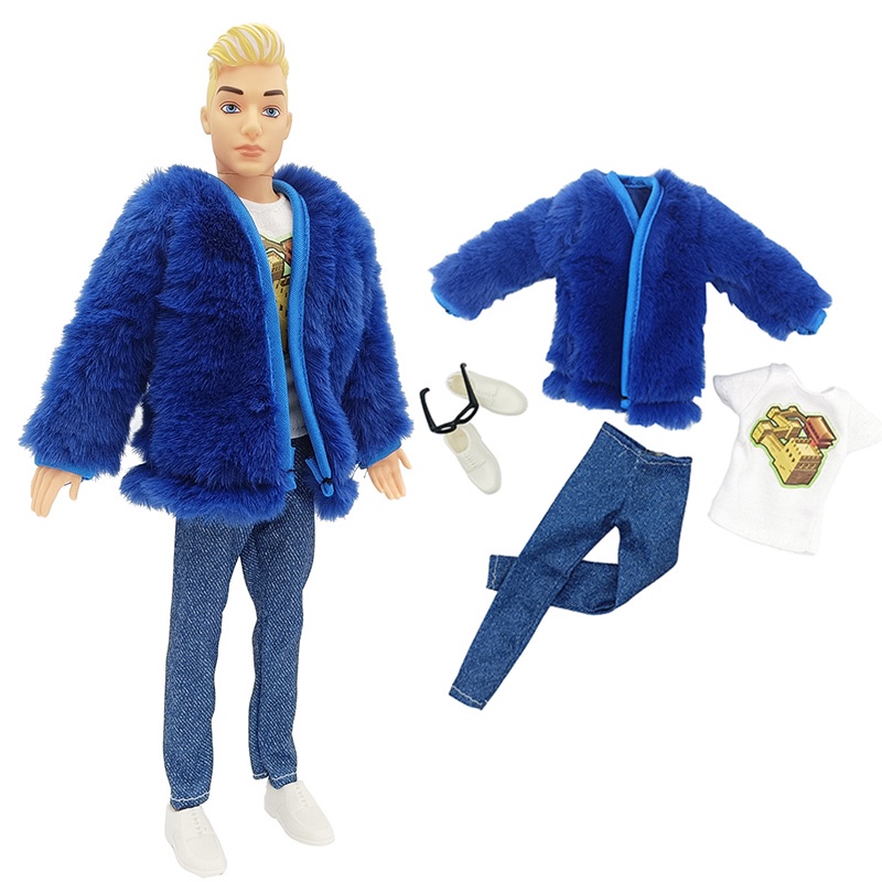 Faux Fur 1/6 Doll Clothes For Ken Boy Doll Outfits Jacket T-shirt Pants ...