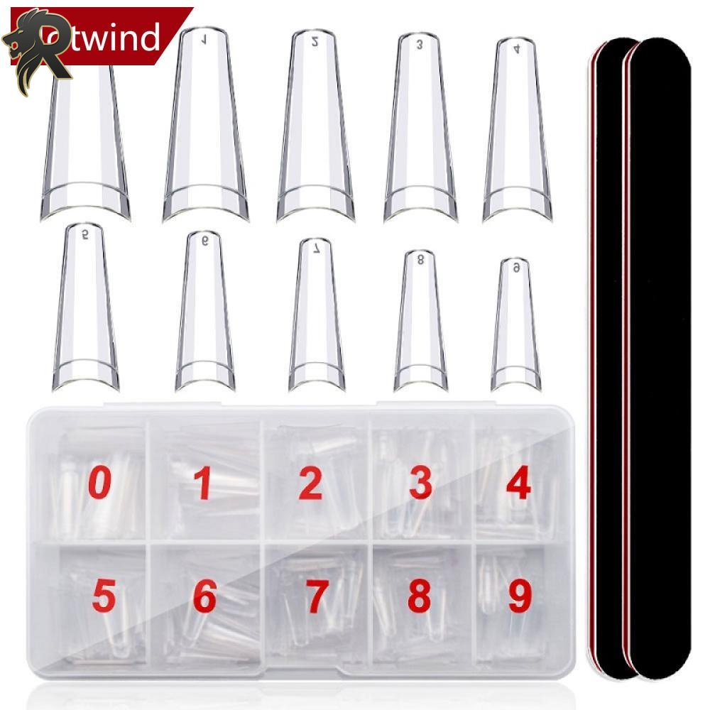 RL 500pcs Medium Coffin Nail Tips for Nail Extension, 10 Sizes Half ...