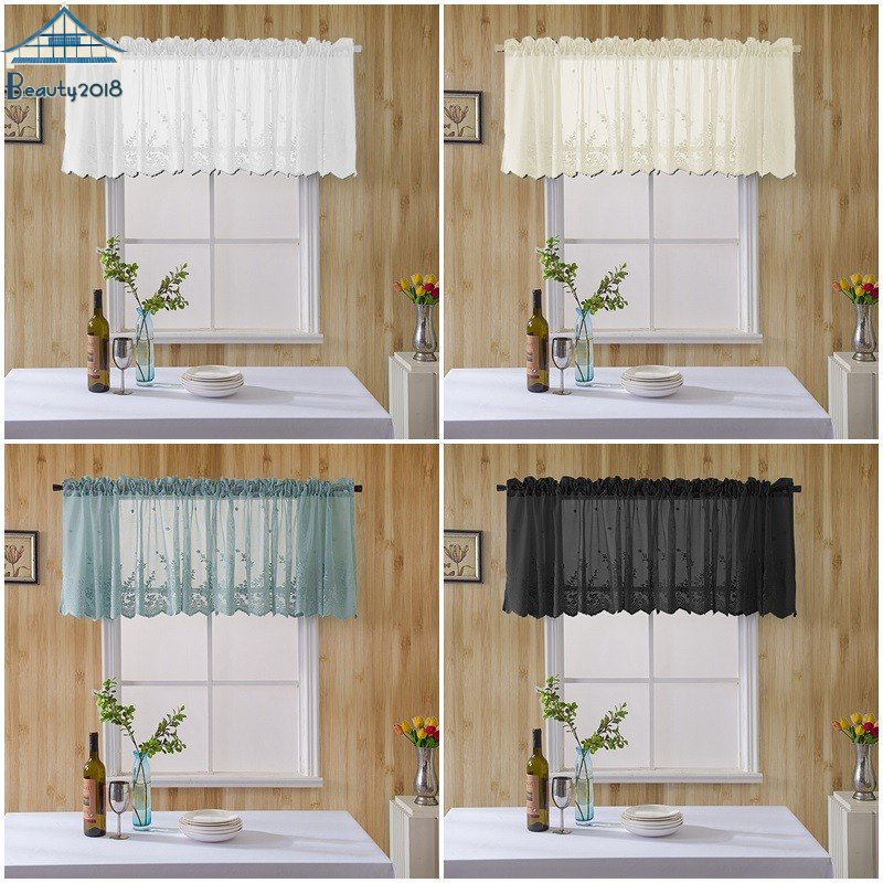 Home Soft Short Curtain Kitchen Window Floral Curtain Diaphanous ...