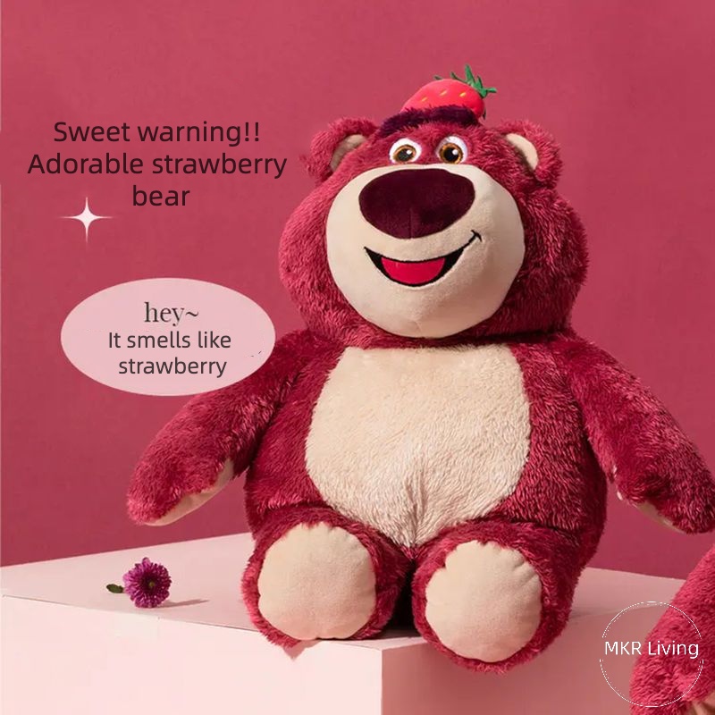 MINISO Strawberry Bear Sitting Plush Doll - Cartoon Doll, Birthday Gift ...