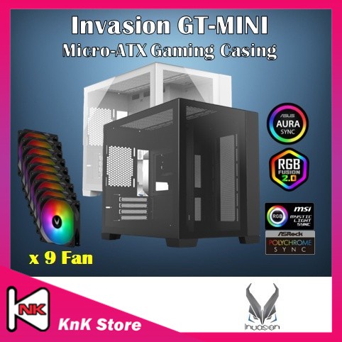 INVASION GT-MINI M-ATX CASING / CASE / CHASSIS WITH 9 ARGB FAN ( BLACK ...