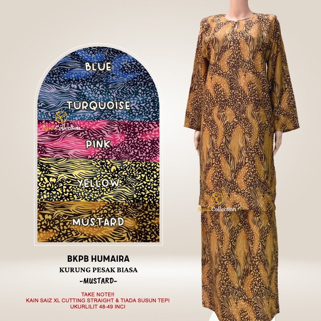 Baju Kurung Pesak Biasa Tradisional Johor Kain Susun Tepi (BKPB Humaira ...
