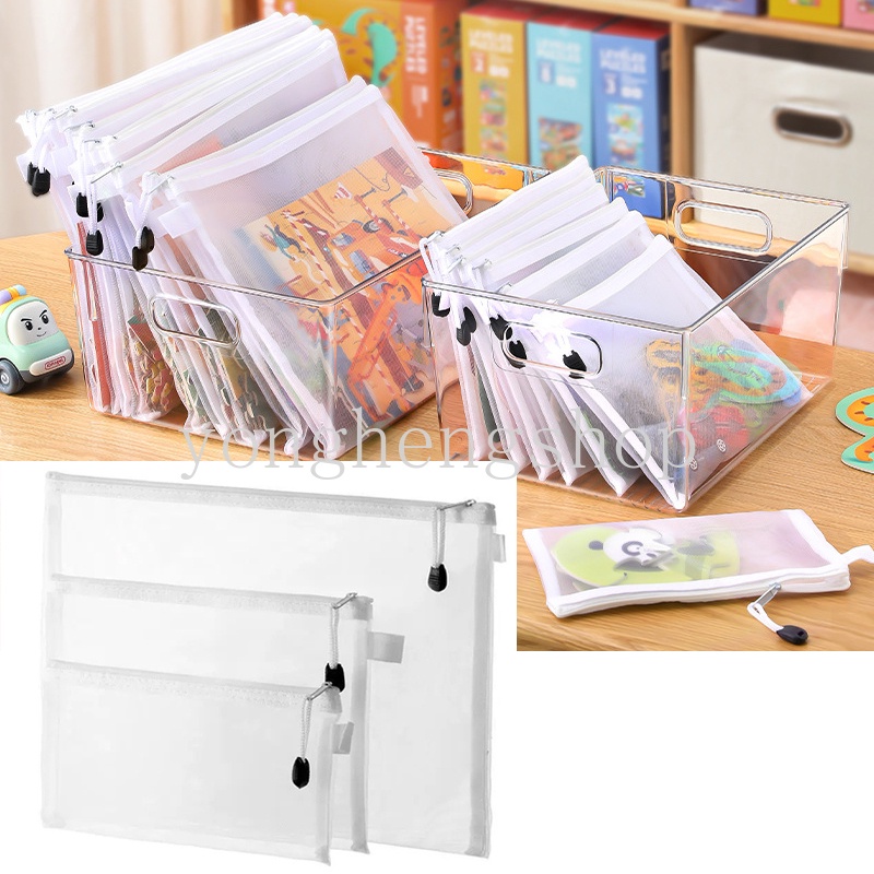 A4/A5/A6 Mesh Zipper Pouch Exam Paper Document Folders School Office ...