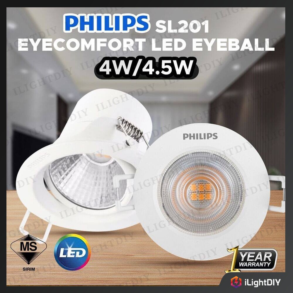 PHILIPS SL201 4W/4.5W EYECOMFORT LED EYEBALL LIGHT RECESSED LED SPOTLIGHT | Shopee Malaysia