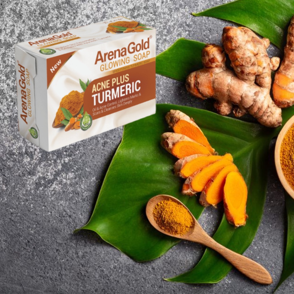 100% Original, ARENA GOLD GLOWING ACNE PLUS TURMERIC SOAP - From ...