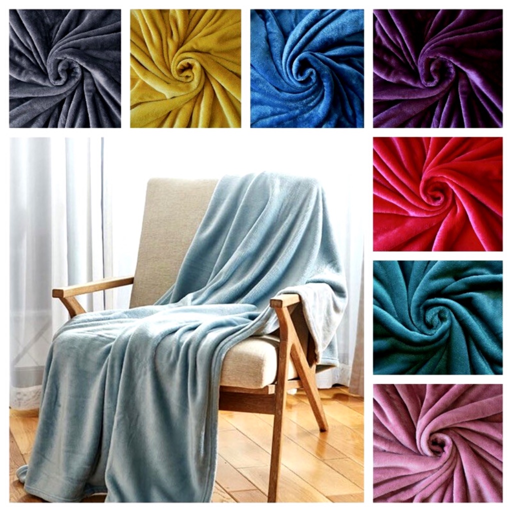 Selimut Gebu Plain size Single Fleece Blanket Microfiber Adult Blanket ...