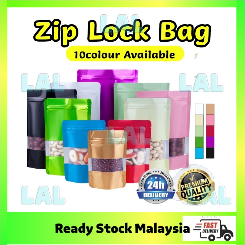 50pcs Big Size Matte Colour Zip Lock Bag with Window/Colour Zipper Bag ...