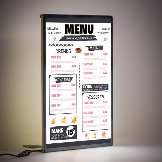 led menu light board a1 a2 a3 a4 led menu bord restaurant menu lightbox ...
