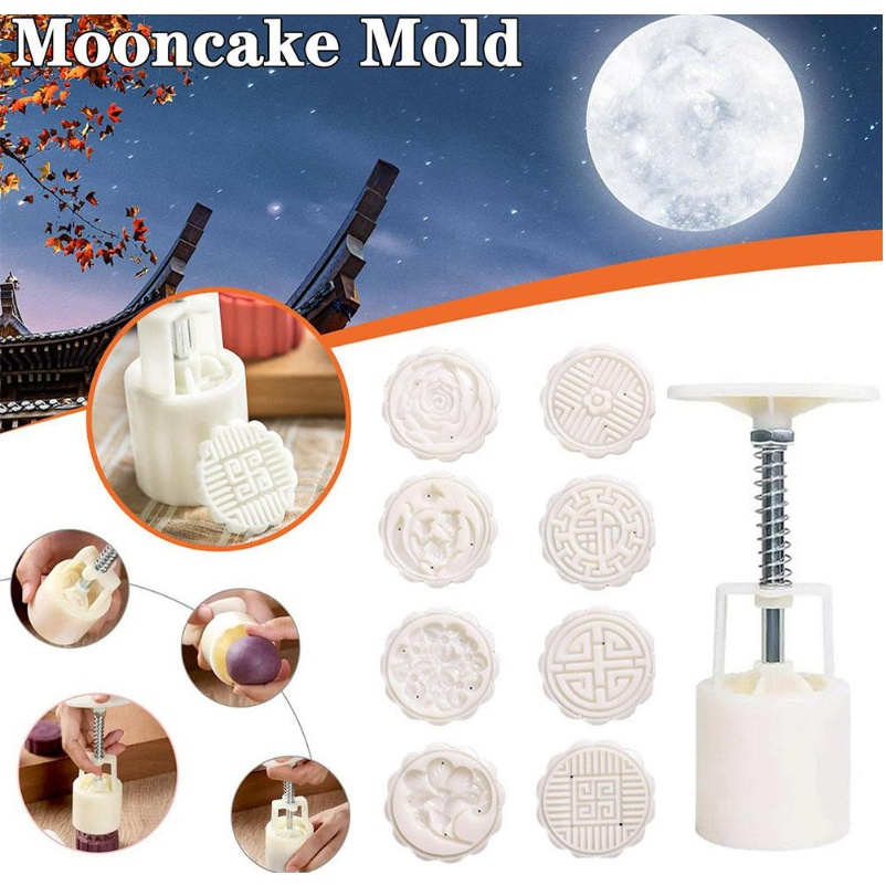 1set 50g Mooncake Mold Cherry DIY Hand Press Cookie Stamps Pastry Tool ...