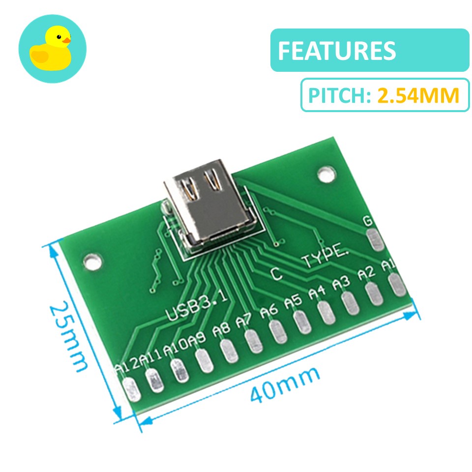 USB Type C Female Connector To SMT Pad Breakout Adapter Board | Shopee ...