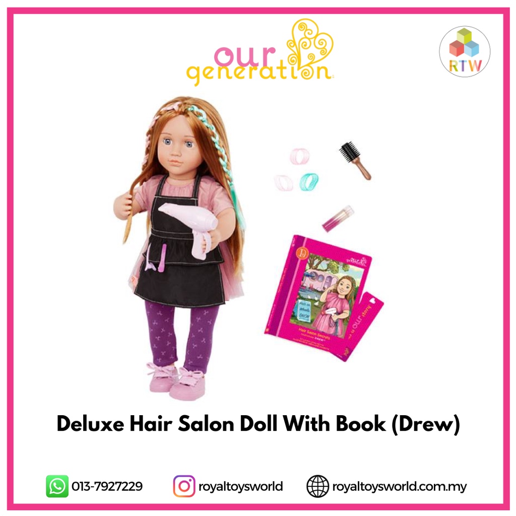 Our Generation Deluxe Hair Salon Doll With Book (Drew) For Age 3+ Years ...