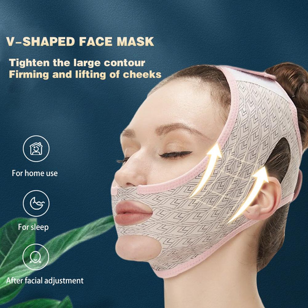 V-shaped face lifting strap sleep slimming face bandage double chin V ...