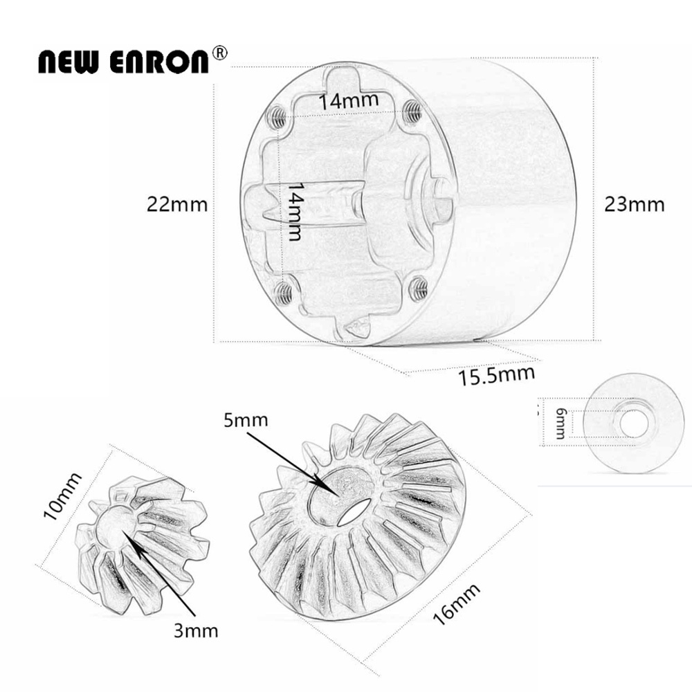 Alloy Diff Case Housing Steel Differential Bevel Gear LOS232004 For RC ...