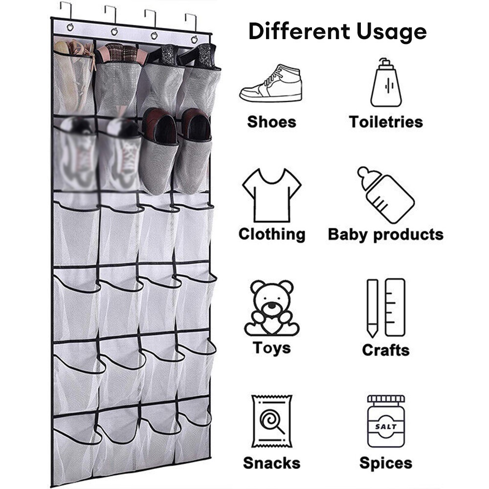 24 Mesh Wall Mounted Miscellaneous Shoe Storage Device Fabric Bag ...