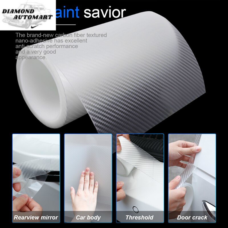 Car Accessories Door Protective Care Sticker Carbon Fiber Transparent ...