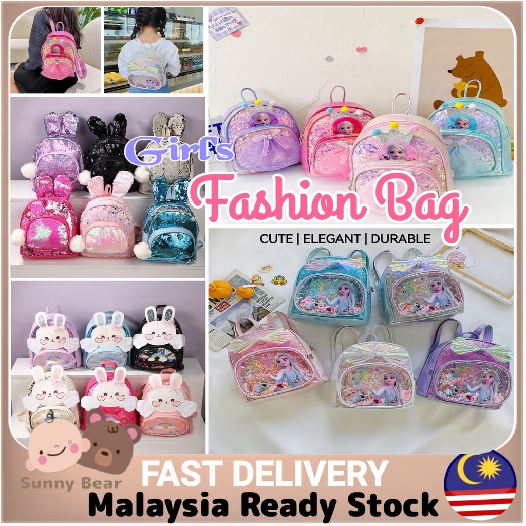Beg Budak Frozen Elsa Unicorn Rabbit Backpacks Kid Fashion Handbag Beg ...