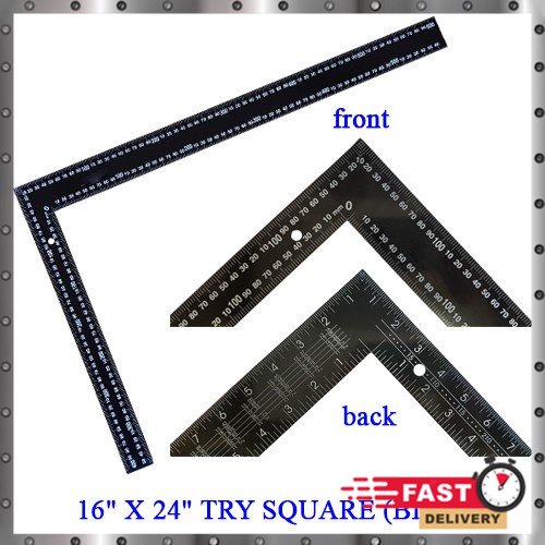 16" X 24" BLACK STEEL/ALUMINIUM/STAINLESS STEEL TRY SQUARE RULER SESIKU ...