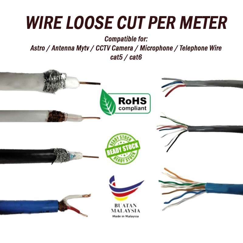 Wire Loose Cut Antenna Wire / Astro RG6 Wire / cctv camera / Mic wire ...