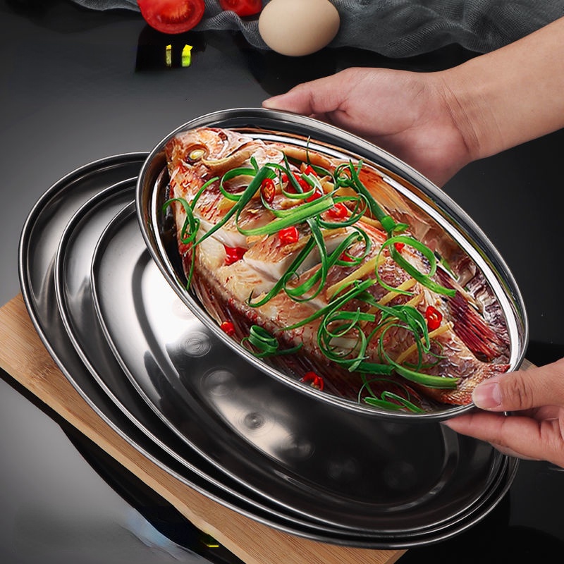 Stainless steel fish plate dinner plate BBQ plate dish Dinner Plate ...