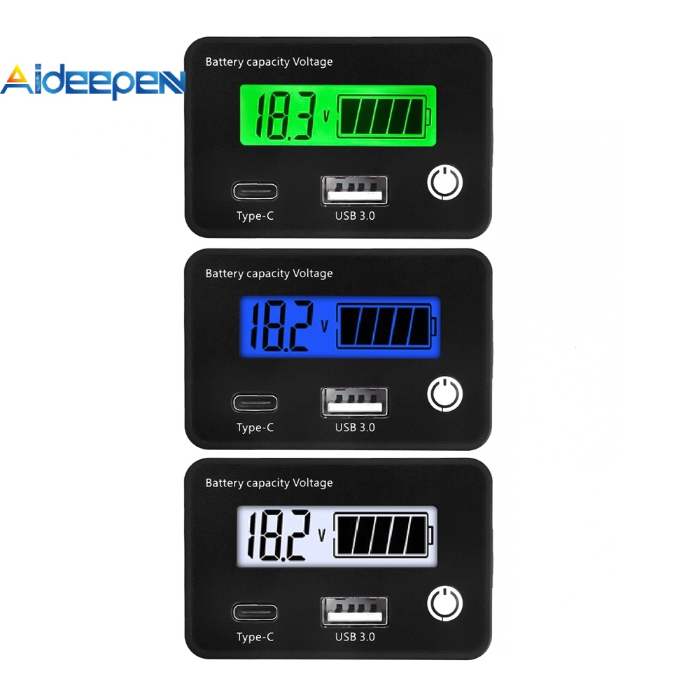 AIDEEPEN Battery Capacity Voltage Indicator LCD Display Car Battery ...