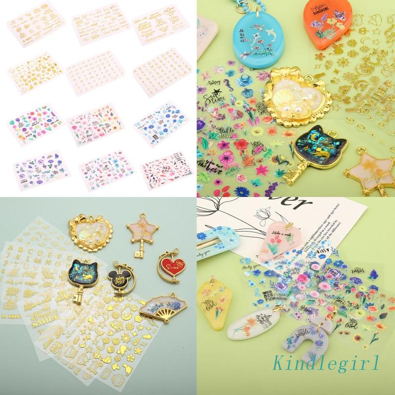 KING Flower Leaves Plastic Stickers English Alphabet Resin Stickers ...