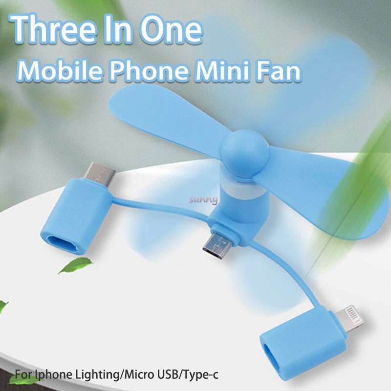 Usb Mini Fan Ios/android/type C Phone Portable Fan Strong Wind Soft ...