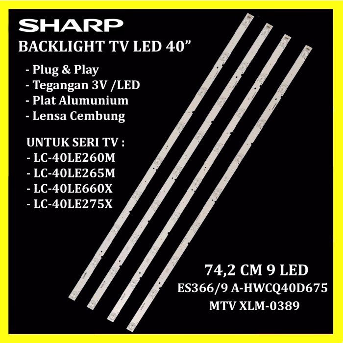 Sharp TV BACKLIGHT 40 Inch LC40LE260M 40LE265M 40LE660X 40LE275X 9K ...