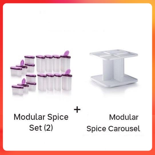 Tupperware Modular Spice Set 360 Degrees Rotating 2-Tier Rack Rak Dapur ...