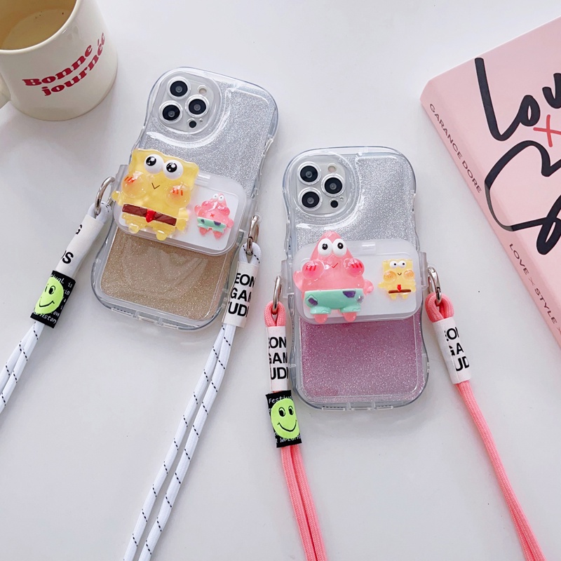 Universal Phone Back Clip Mirror Adjustable Crossbody Chain Cartoon ...