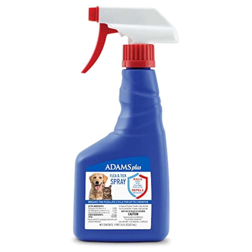 Adams Plus Flea & Tick Spray For Dogs and Cats | Kills Adult Fleas ...