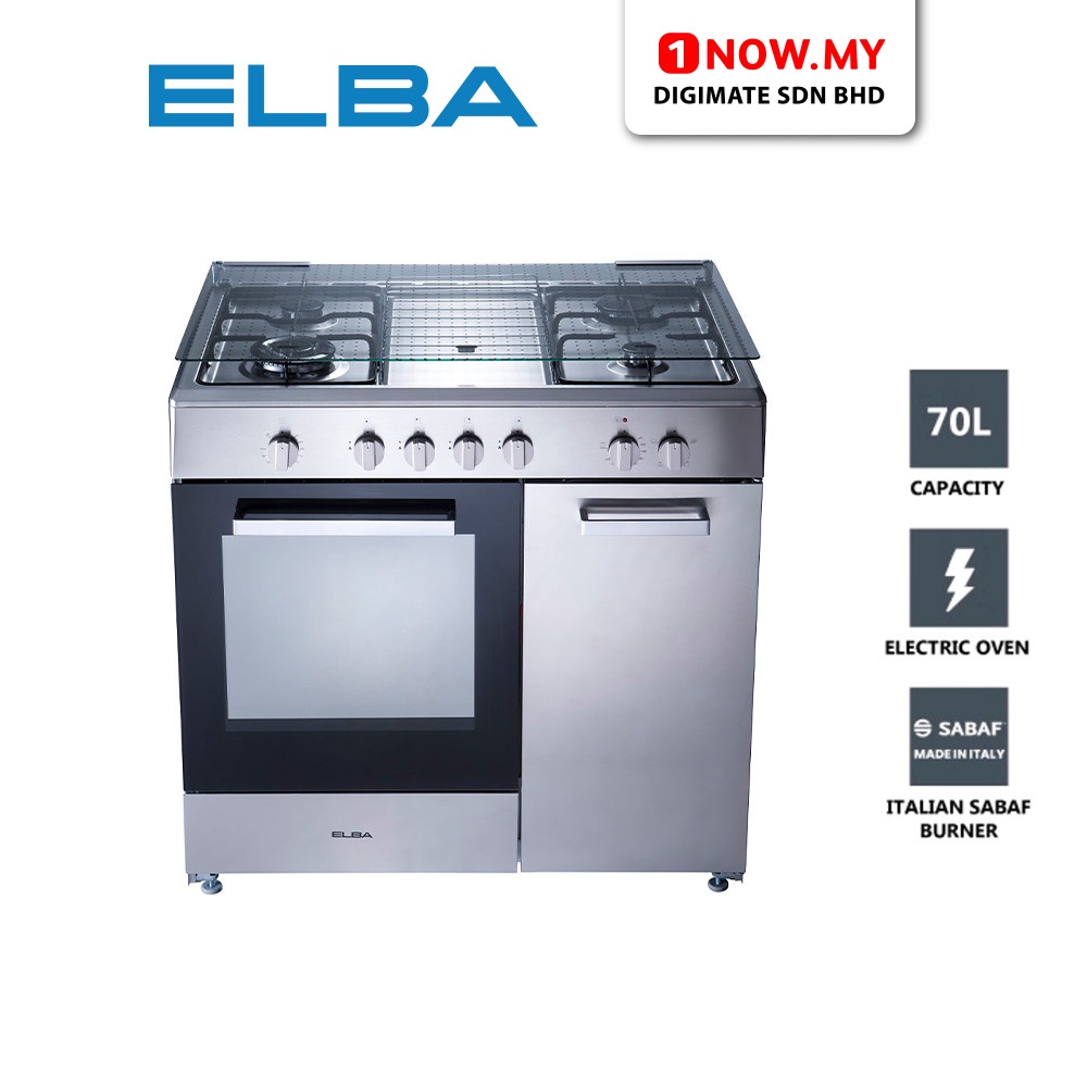 ELBA 4 Burners Gas Cooker With Grill & 70L Electric Oven EGC-C9784E(SS ...