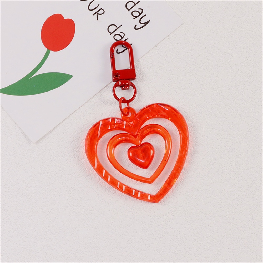Acrylic Heart Pendant Keychain With Bell Creative Colorful Plastic Link ...