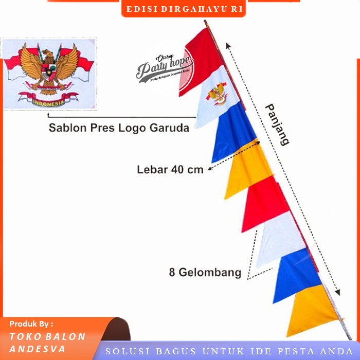 Zig zag garuda Blue Pennant Pennant Flag/August garuda RI Anniversary ...